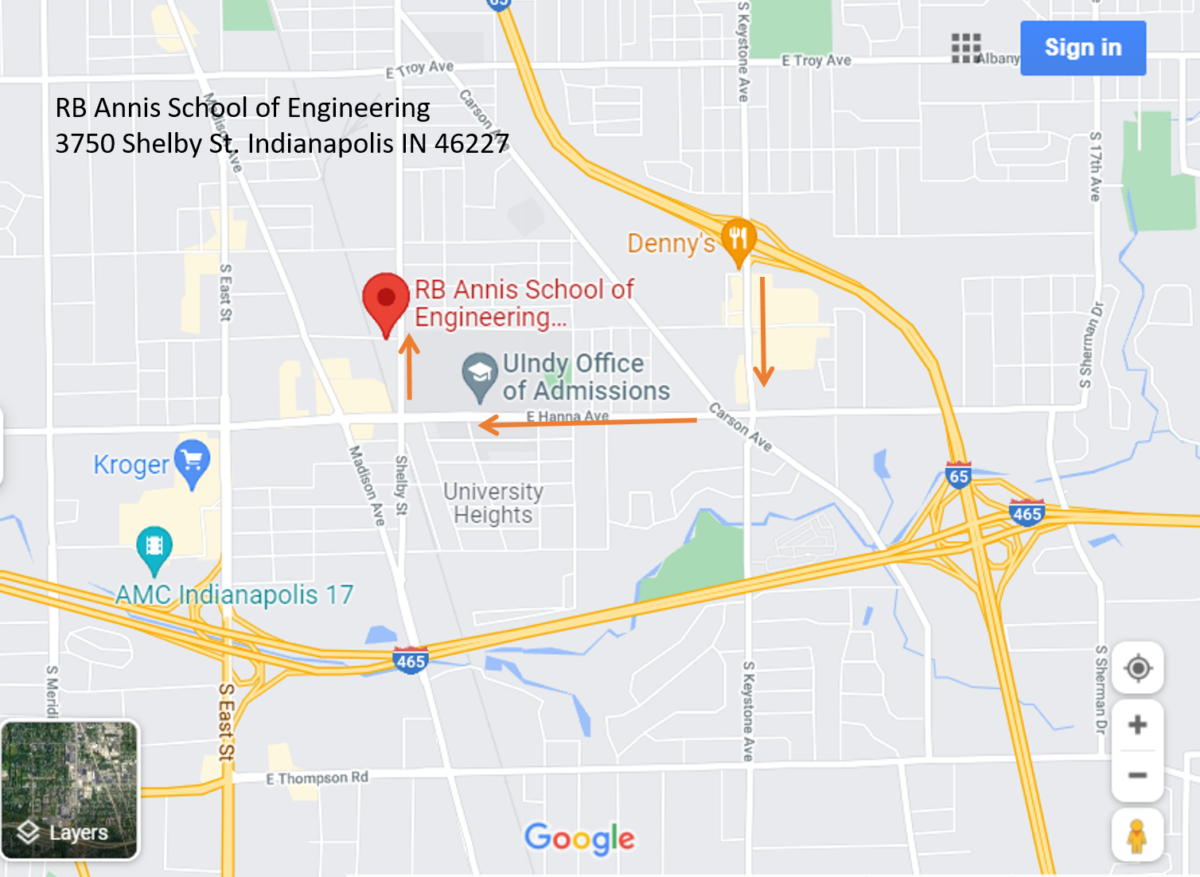 map to uindy for fll state - FIRST Indiana Robotics